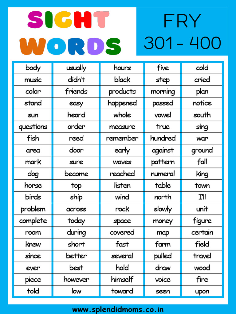 PowerPoint Presentation - FRY-sight-words-301-400 | PDF