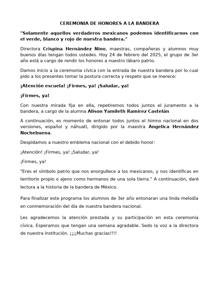 Honores A La Bandera | PDF