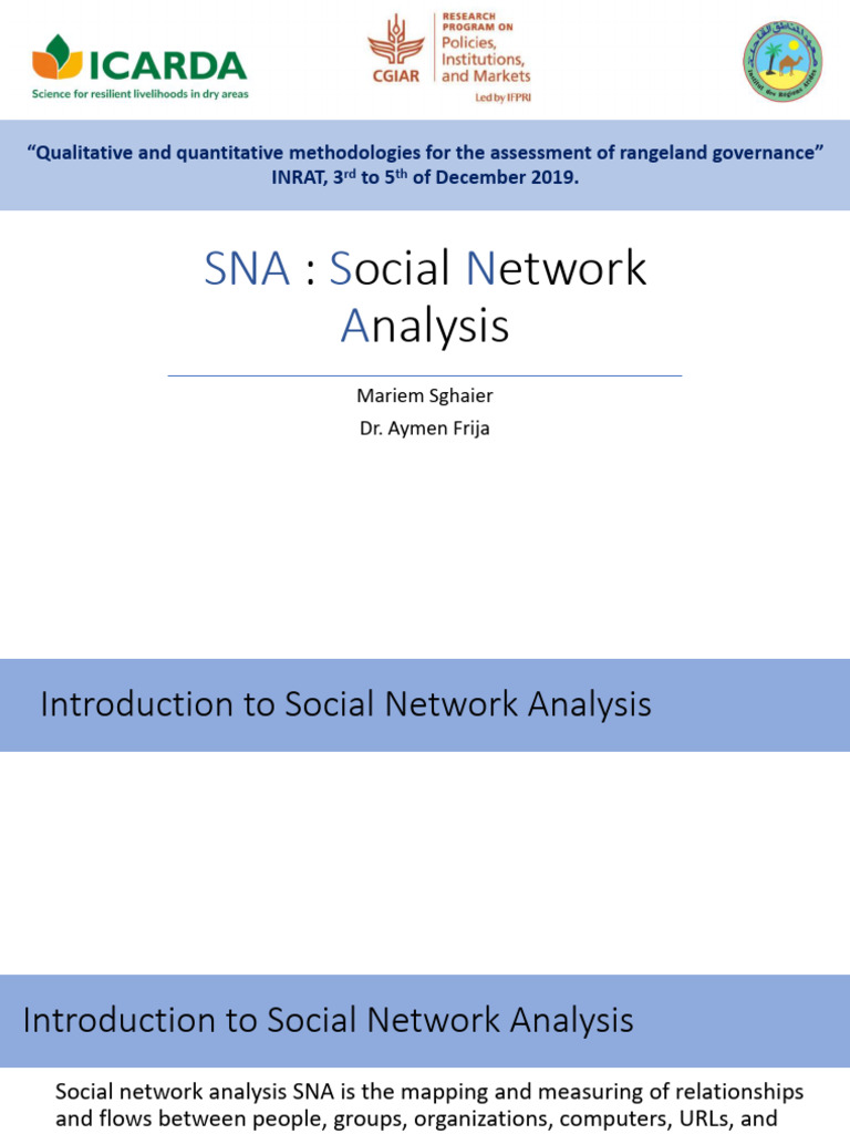 SNA Presentation Training IRA ICARDA (SNA Social Network Analysis ...