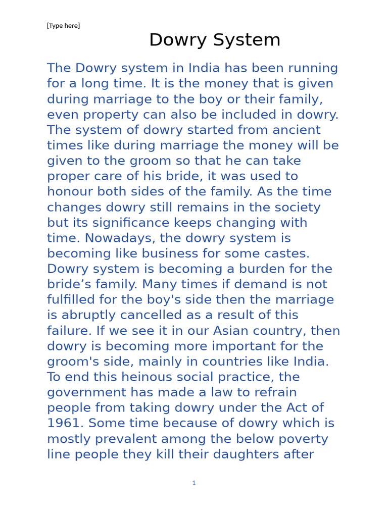 Dowry Ssystem | PDF
