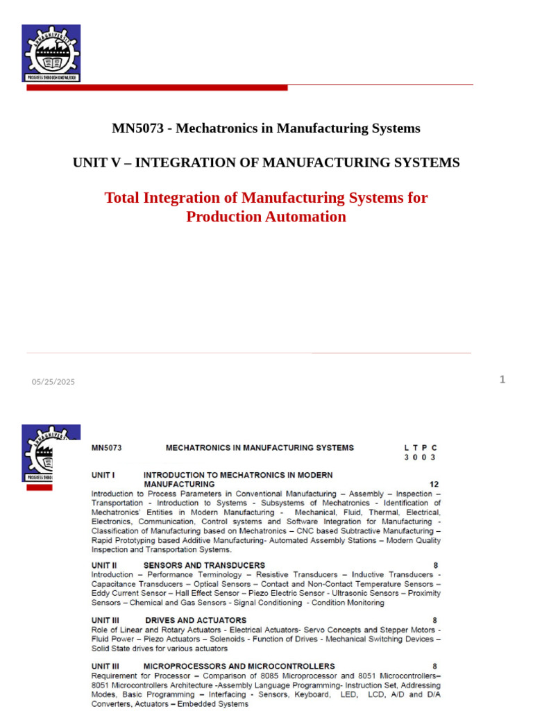 Total Integration of Manufacturing Systems For Production Automation ...