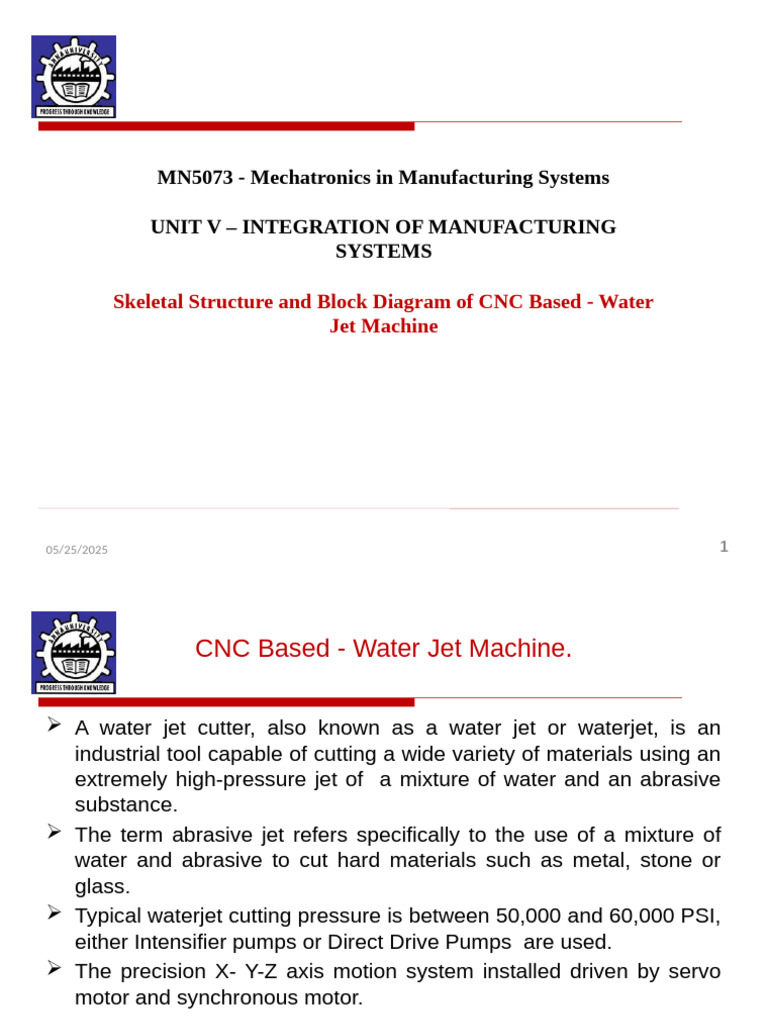 Water Jet Machine Block Diagram | PDF | Pump | Numerical Control