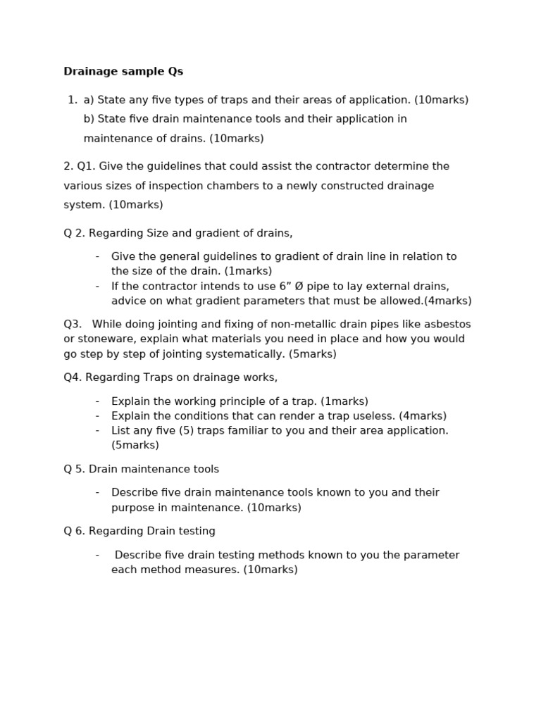 Exam - Drainage Sample Qs | PDF