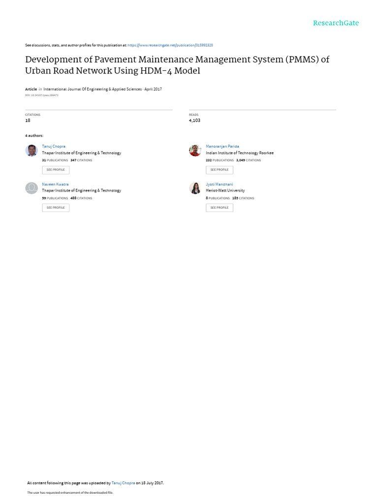 Development of Pavement Maintenance Management Sys | PDF | Road | Road ...