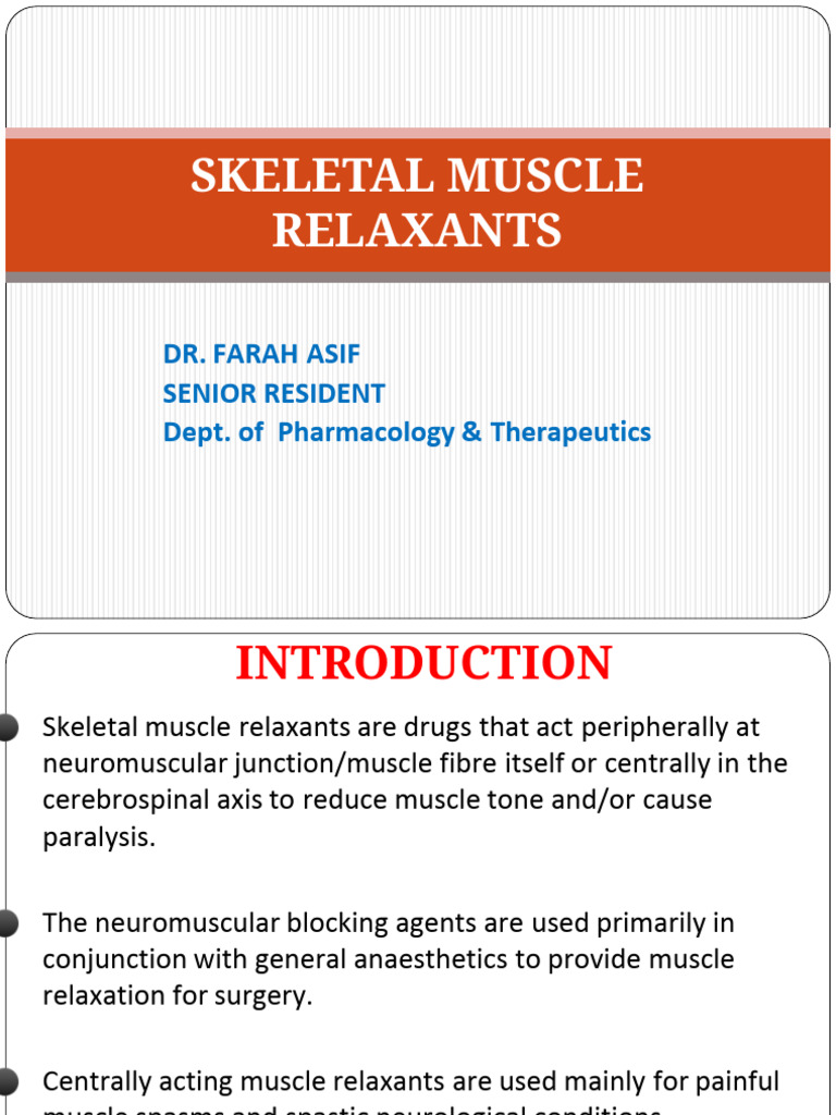 Skeletal Muscle Relaxants Pharma | PDF | Acetylcholine | Drugs