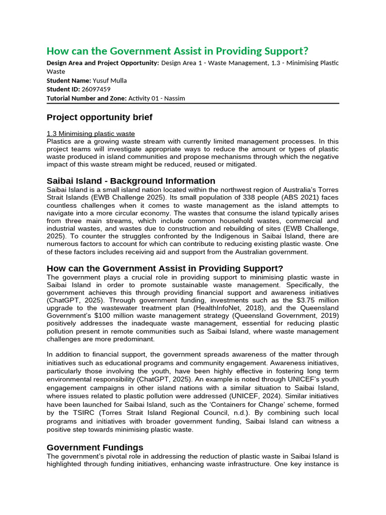 CITP - Assessment Task 1b | PDF | Waste Management | Waste