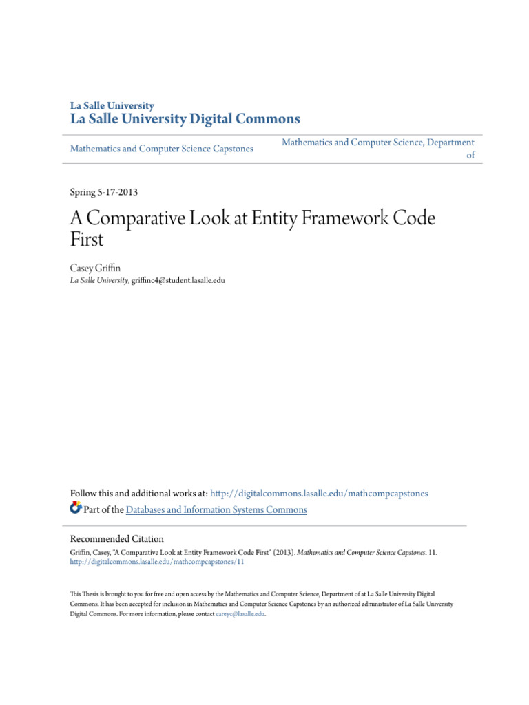 A Comparative Look at Entity Framework Code First | PDF | Entity Framework | Databases