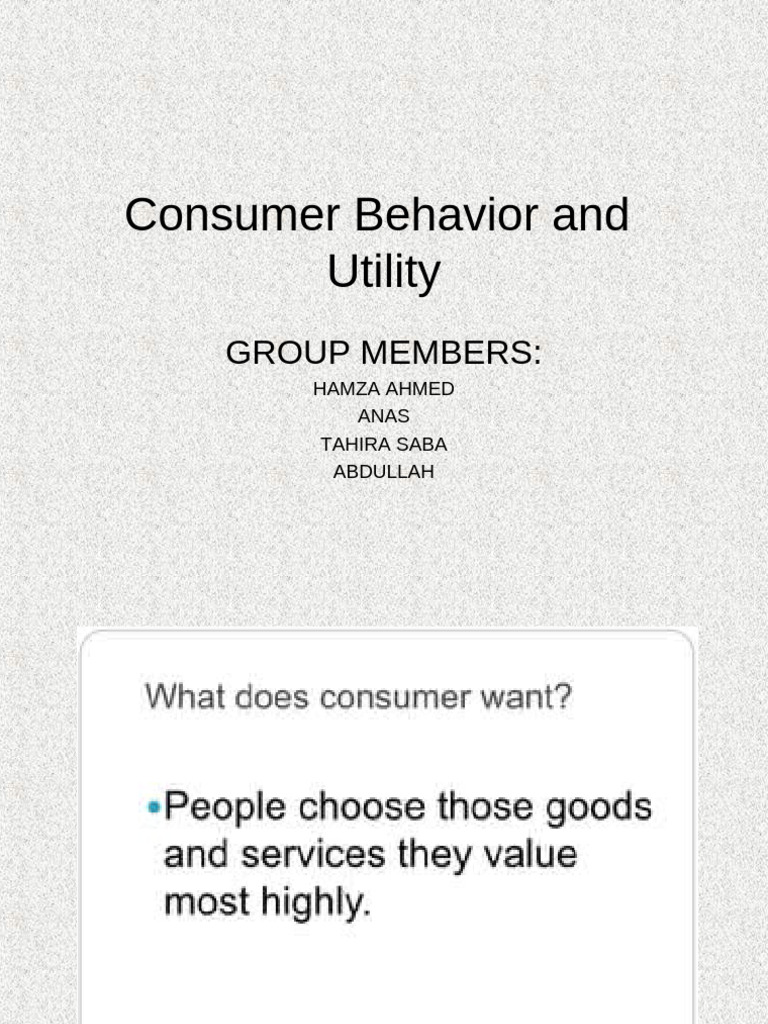 Utility & Consumer Behaviour (Presentation) | PDF | Utility | Prices
