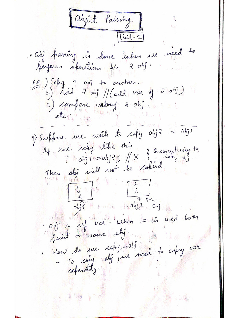 Notes 11 Object Passing | PDF