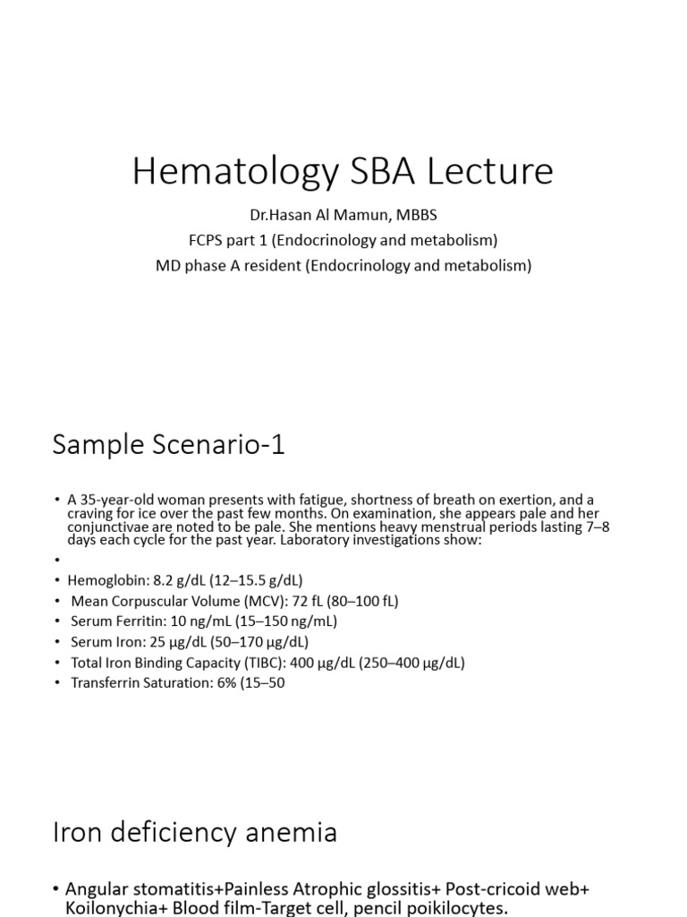Hematology Case Studies and Anemias | PDF | Anemia | Diseases And Disorders