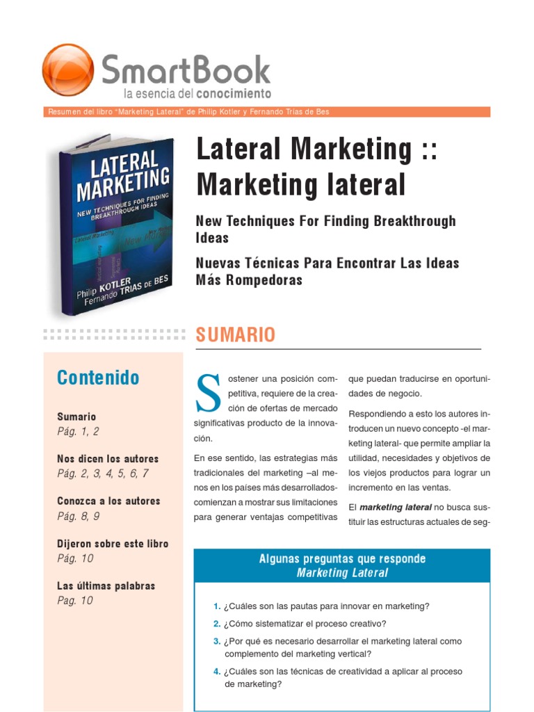 Resumen Marketing Lateral | PDF | Producto (Negocio) | Marketing
