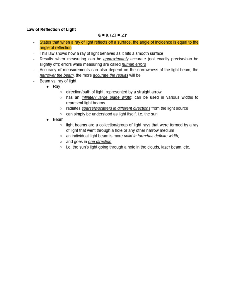 Understanding the Normal Line in Reflection | PDF | Reflection (Physics ...