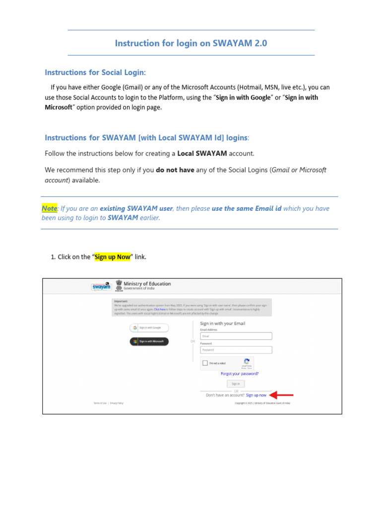 Swayam Sign Up Web | PDF