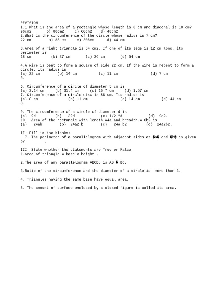 CL 7 Perimeter N Area Objective | PDF