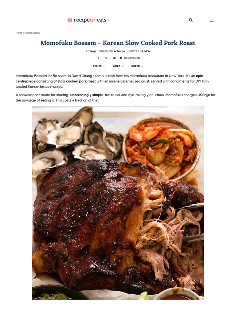 Momofuku Bossam: Korean Pork Recipe | PDF | Sauce | Korean Cuisine