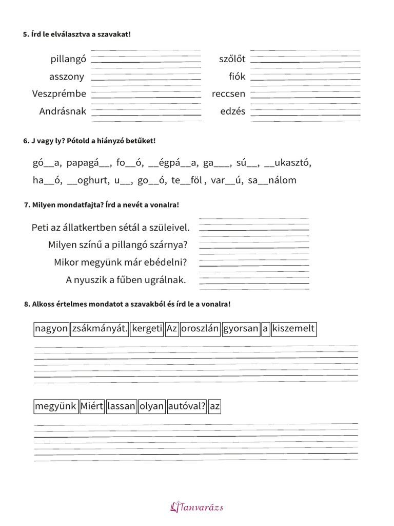 Nyelvtan Felmero 2. Osztály3 | PDF