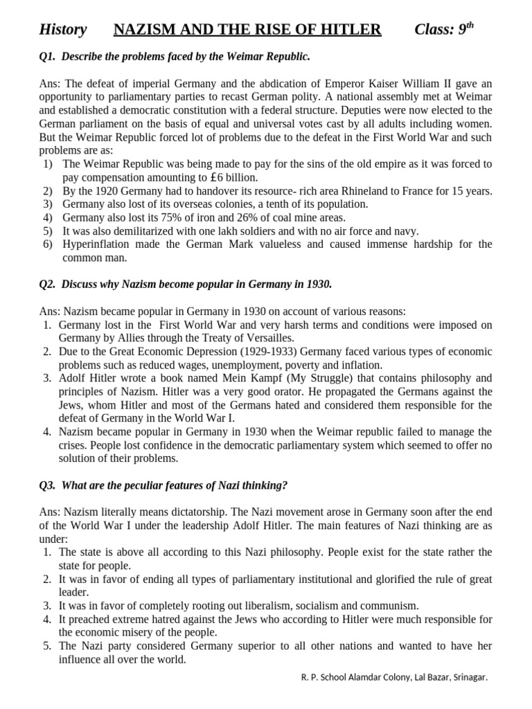 3. Nazism and the Rise of Hitler | PDF | Weimar Republic | Nazism