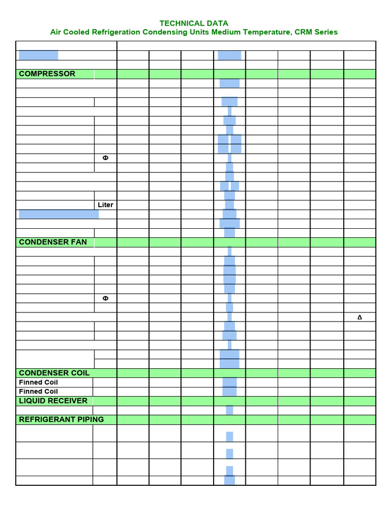 CRM Series Refrigeration Units Data | PDF | Power Supply | Refrigeration
