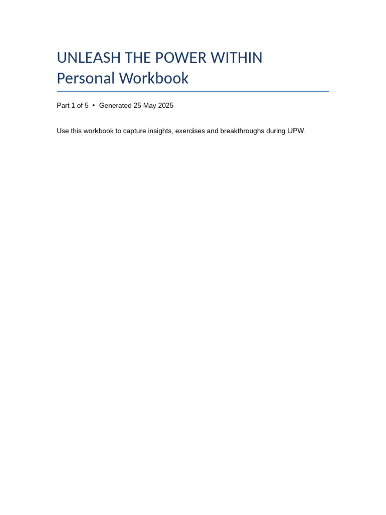UPW Personal Workbook: Part 1 Insights | PDF