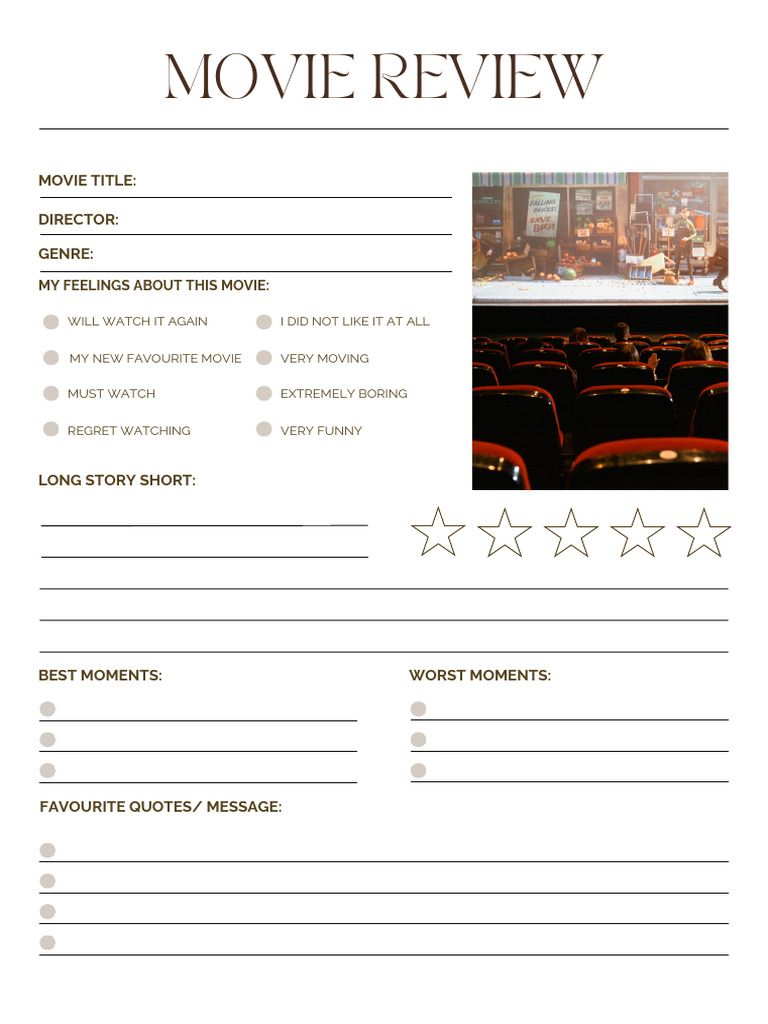White Simple Movie Review Template | PDF