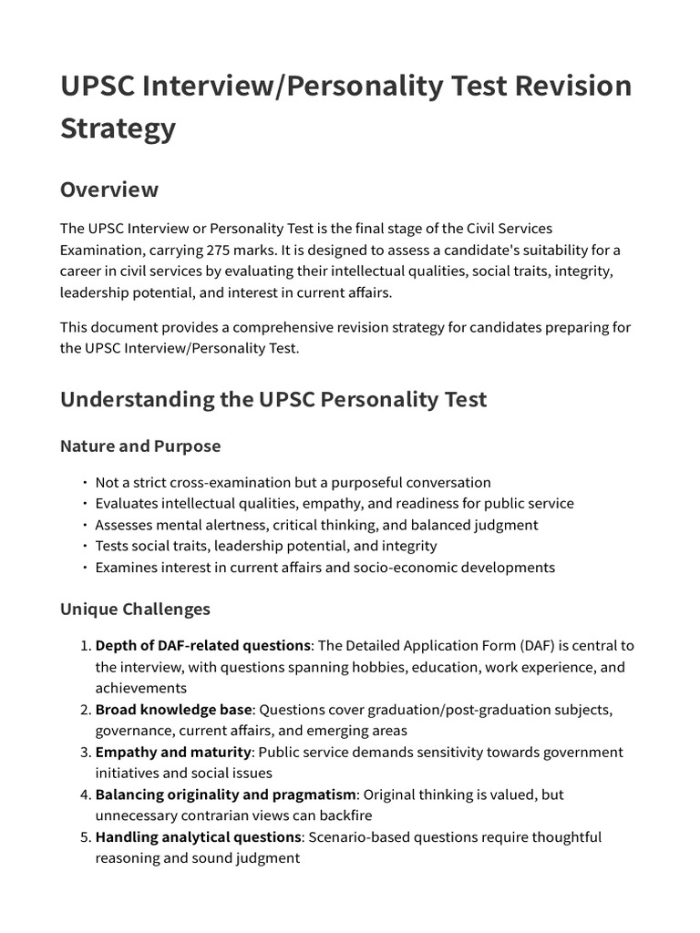 UPSC Interview Preparation Guide | PDF