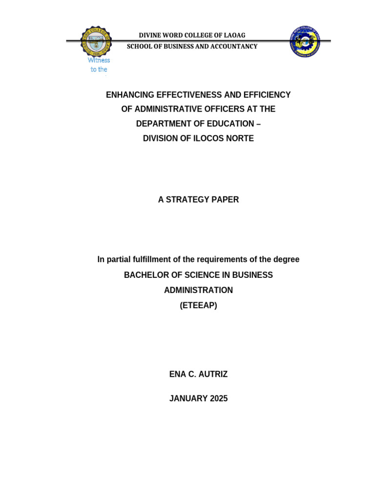 Strategy Paper (Admin. Officer) Front Page Final | PDF