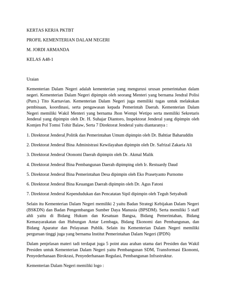 Kertas Kerja PKTBT 1 | PDF