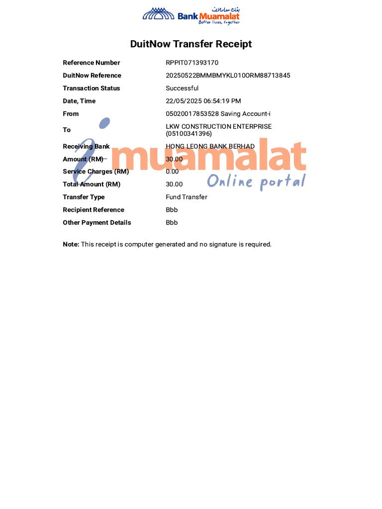 Duit Now Receipt | PDF