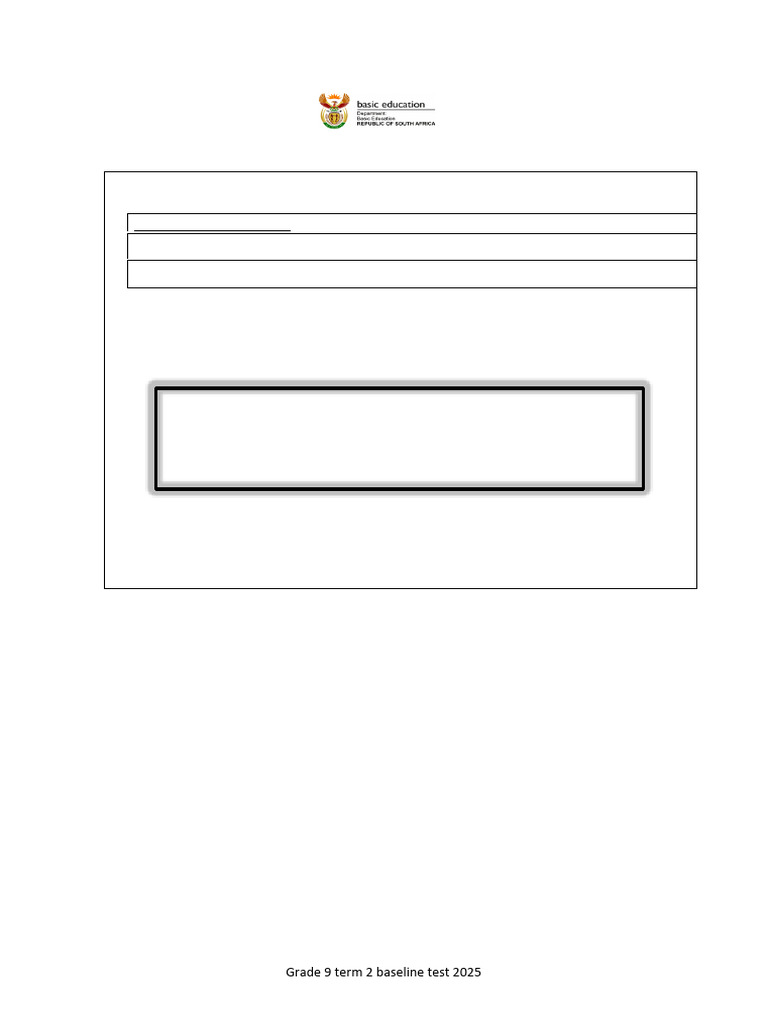 Grade 9 Term 2 Baseline Test 2025 | PDF | Equations | Mathematical Objects