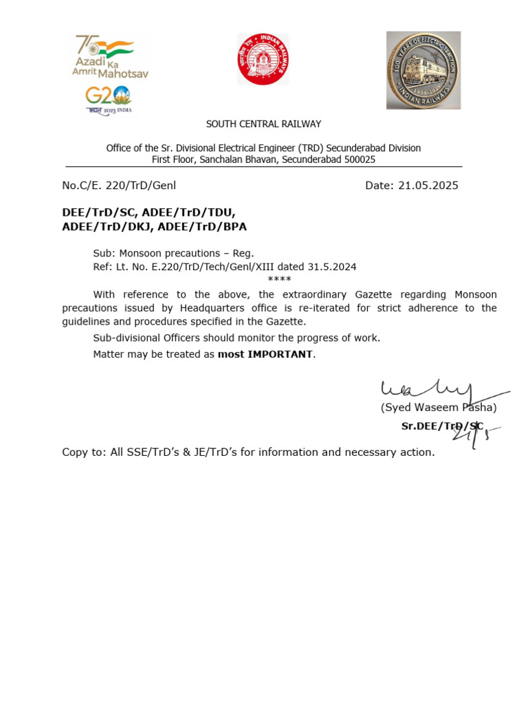 Monsoon Precautions Letter To Field - 250524 - 101346 | PDF | Rain