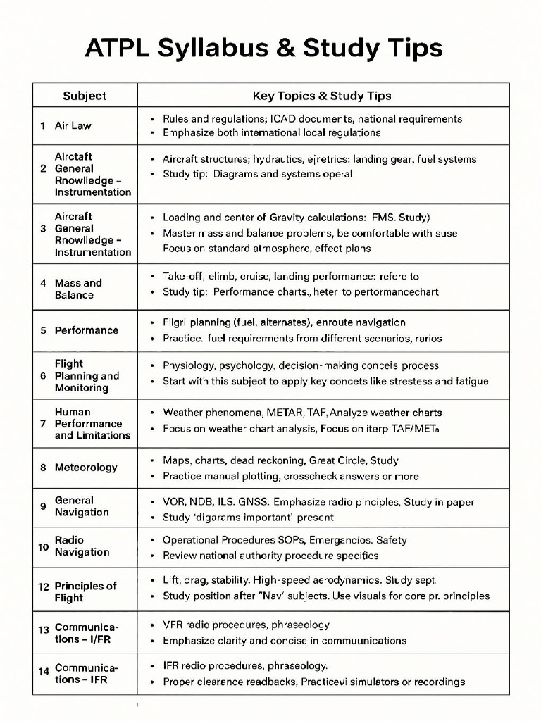 ATPL Syllabus Study Tips | PDF