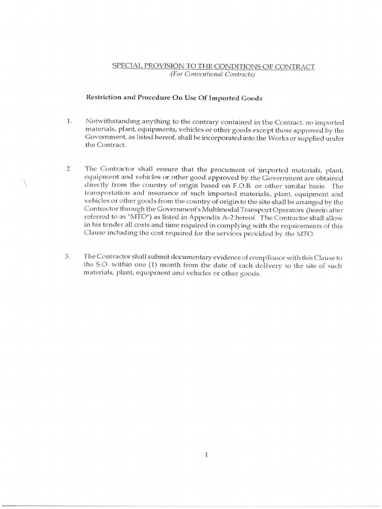 Special Provision Imported Good | PDF