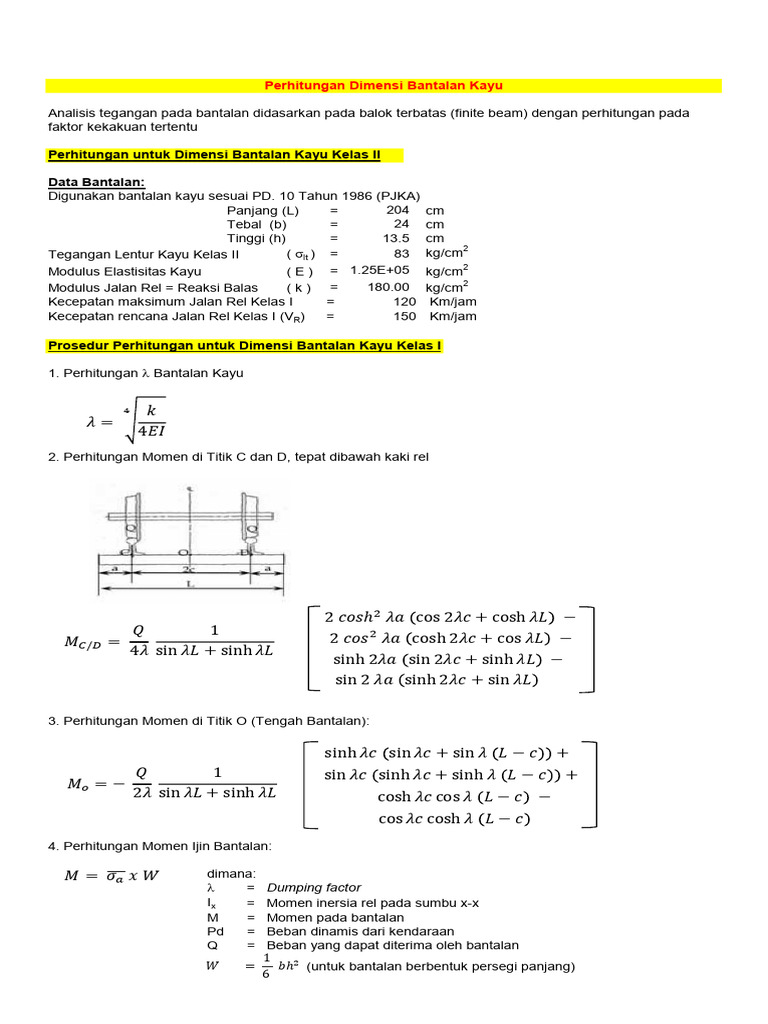 Perhitungan Dimensi Bantalan Kayu Jalan Rel Kelas I | PDF