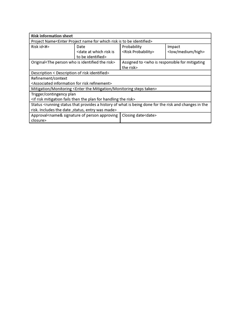 Risk Information Sheet | PDF