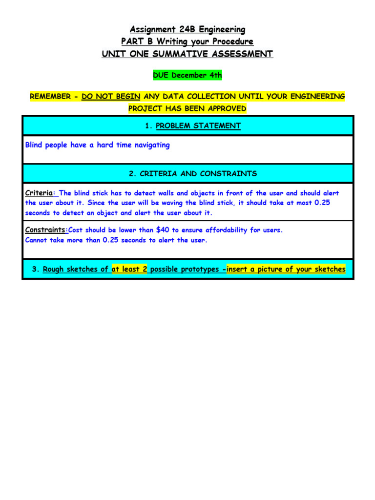 24B-ENG Assignment #24B-ENG Science Research Project ENGINEERING Procedure-SUMMATIVE ASSESSMENT ...