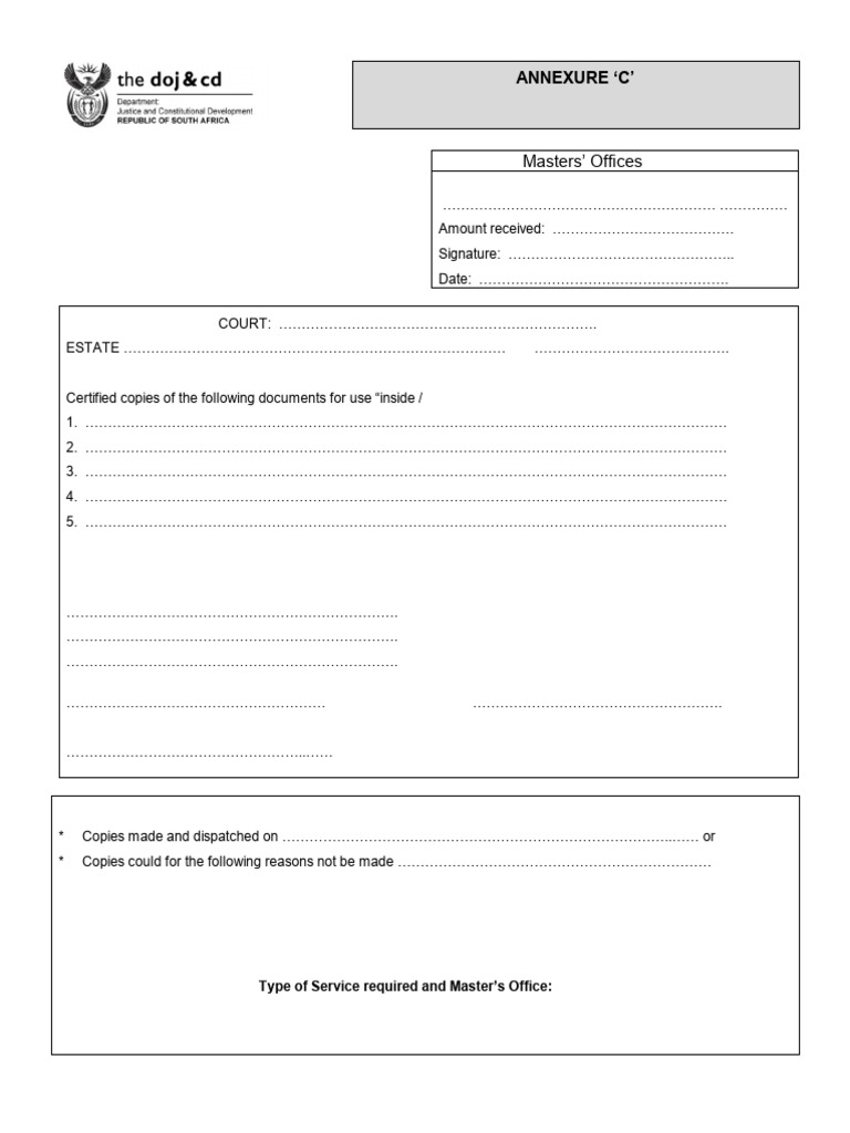 JM46 Annexure C - Application For Copies or Certified Copies | PDF