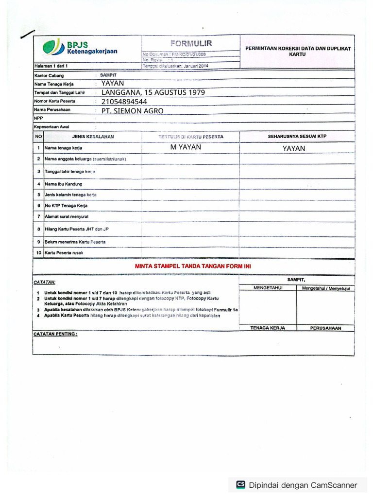 Document Bpjs Koreksi Yayan | PDF