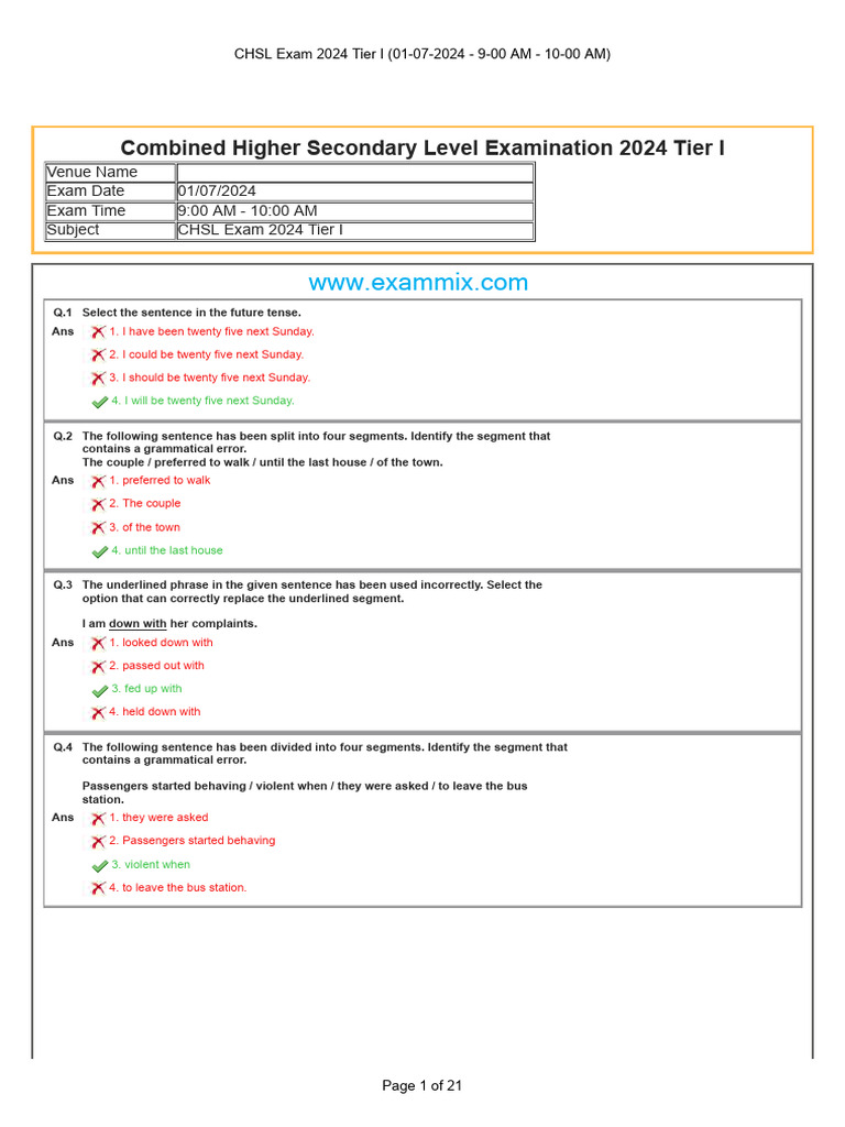 SSC CHSL Question Paper 2024 PDF in Hindi All Shift | PDF | Nationalism ...