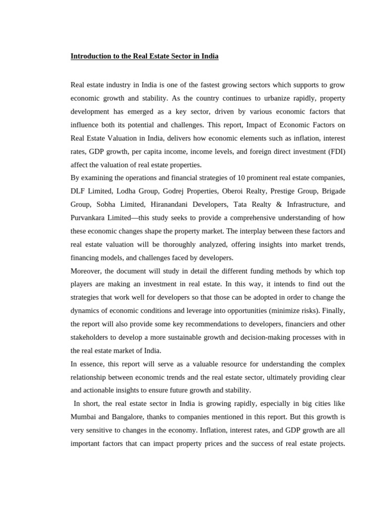 Valuation and Pricing Risks in Real Estate- Research Project 2 | PDF ...