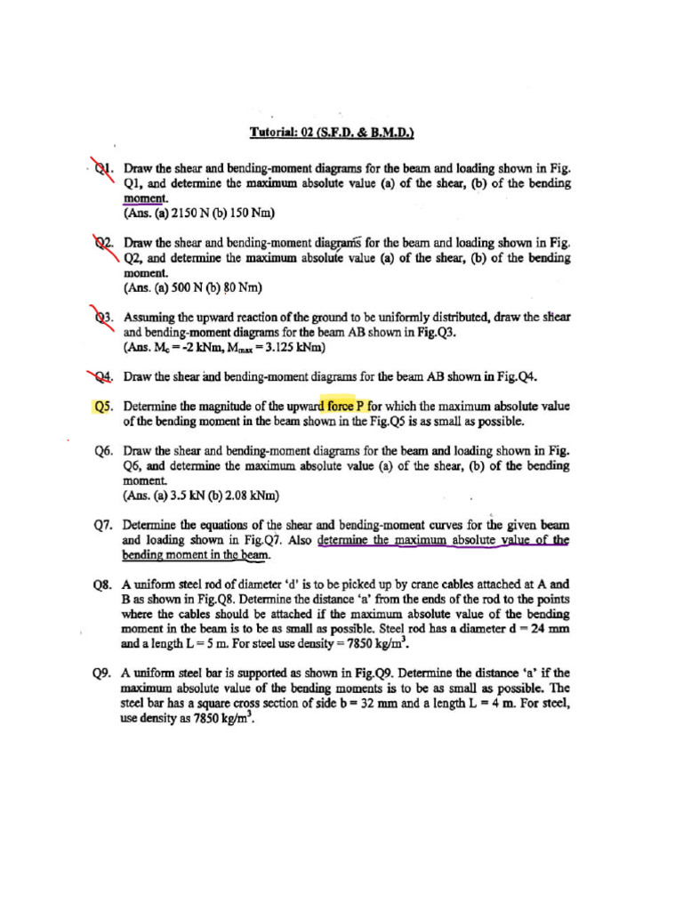Tutorial 02 - SFD & BMD | PDF
