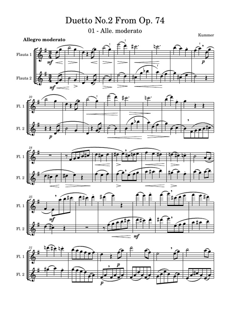 Duetto No.2 From Op. 74 01 Allegro Moderato | PDF | Musical Forms | Elements Of Music