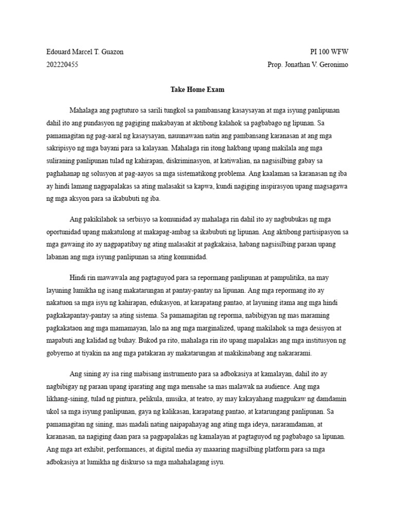 Take Hom Exam | PDF
