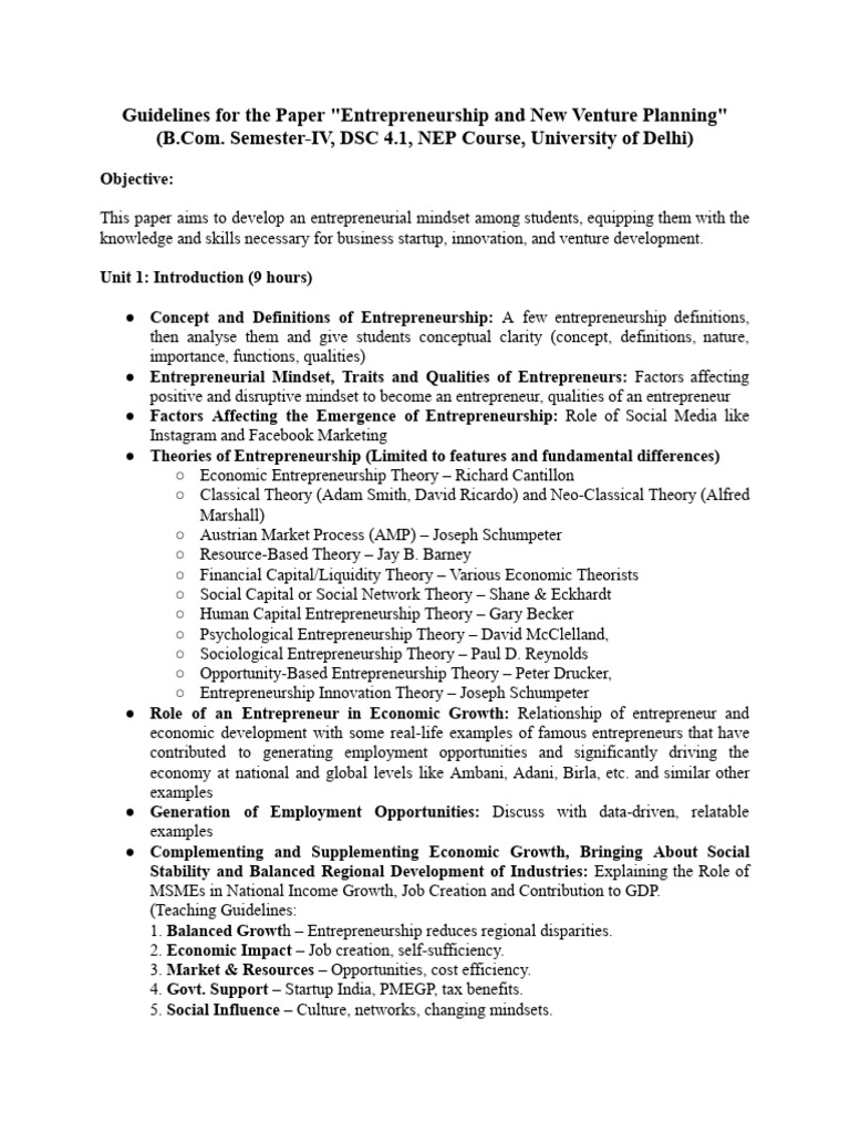 Entrepreneurship and Venture Planning Guide | PDF | Entrepreneurship ...