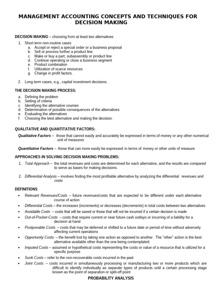 Lazy Notes C10 11 With Exercise | PDF | Probability | Decision Making