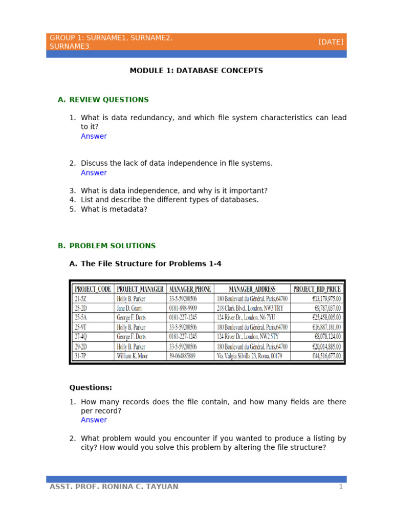 Problem Set Activity No.1 - Database Concepts | PDF