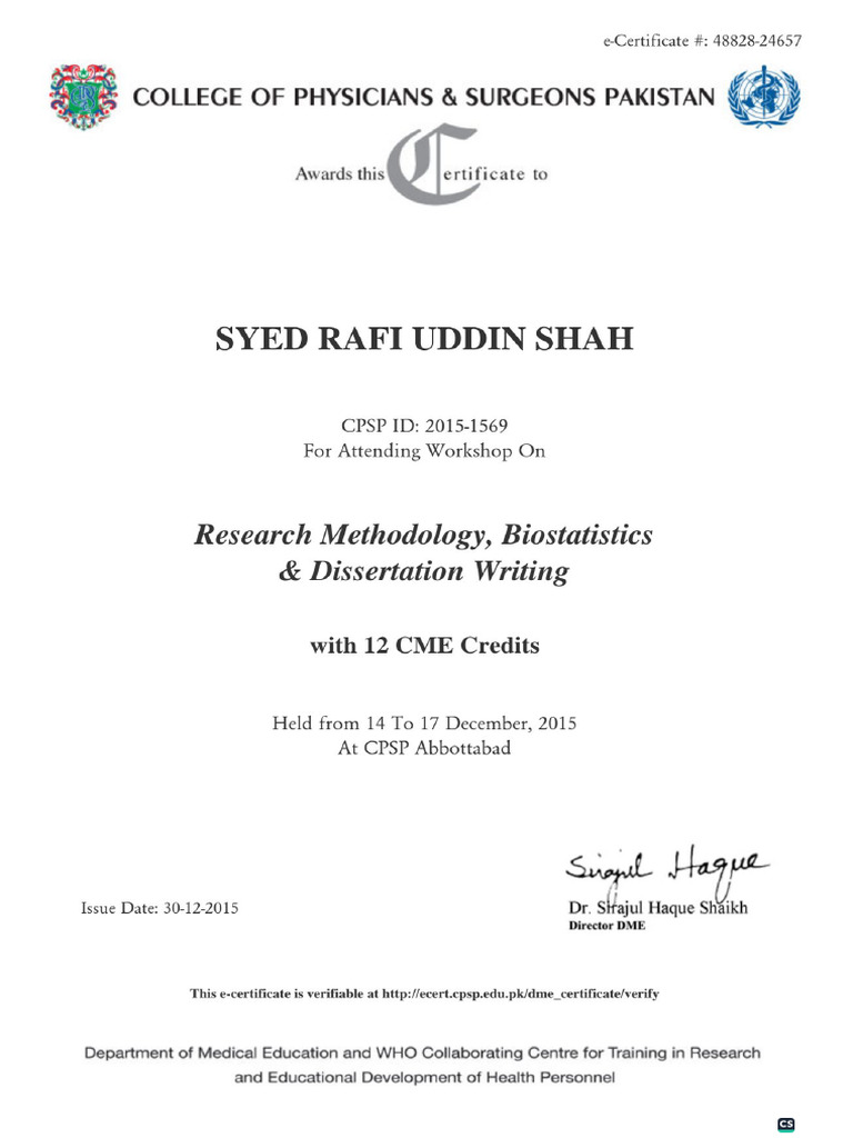 research methodology certificate | PDF