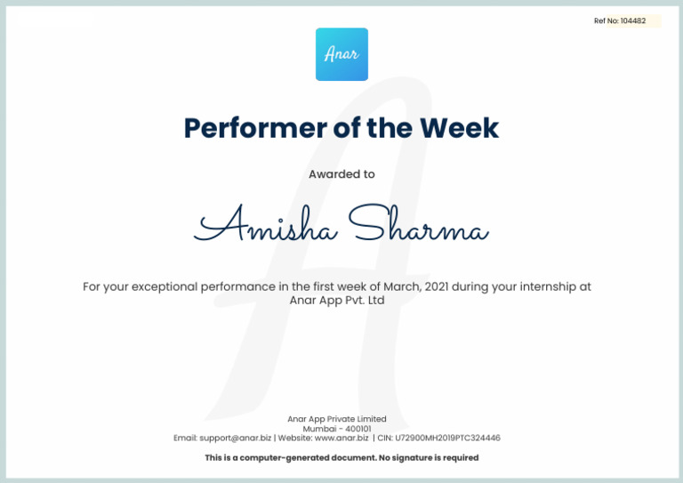 POTW - An Intern | PDF