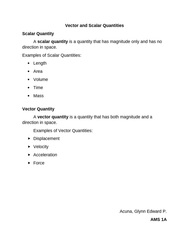 Vector and Scalar Quantities | PDF