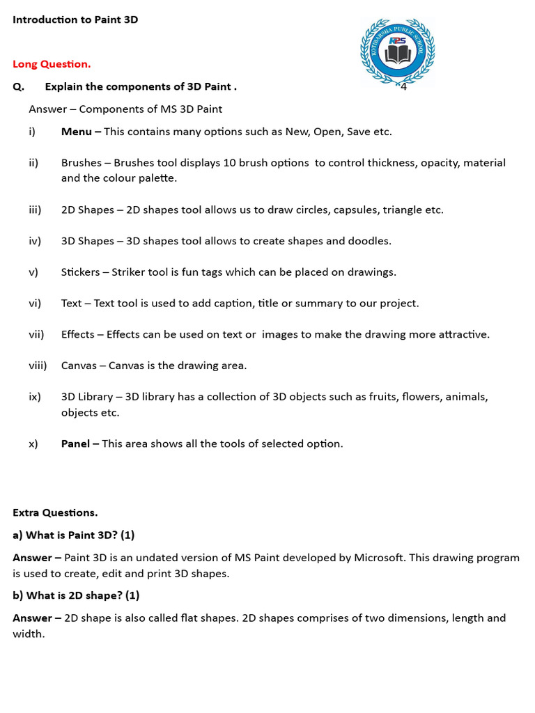 Introduction to Paint 3D Components | PDF | Microsoft Word | Software