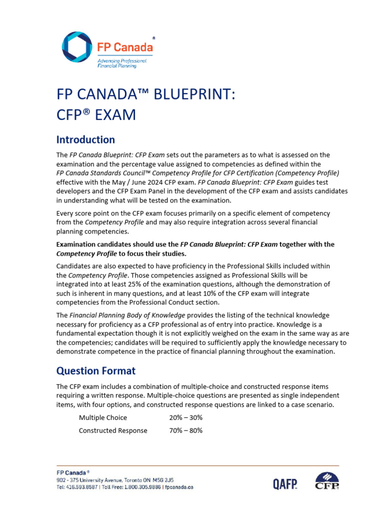 CFP Exam Blueprint For June 2024 | PDF | Multiple Choice | Function ...